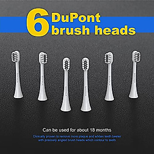 SANTALA UltraSonic Electric Toothbrush with 6 Brush Heads and 1 Cleansing Brush, Waterproof Safe Power Toothbrush,5 Modes,One Charge for 100 Days,48000 VPM Motor (White)
