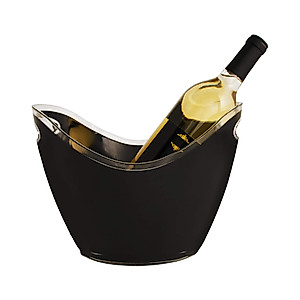 True Modern Wine & Champagne Bucket | Black Ice Beverage Tub - Indoor & Outdoor Drink Bucket for Parties - 2 Bottles Capacity Champagne & Wine Chiller Bucket - 10.5" x 8.25" x 7.75"
