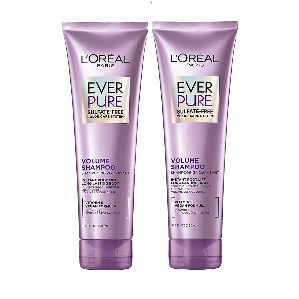 L'Oreal Paris EverPure Volume Sulfate Free Shampoo for Color-Treated Hair, Volume + Shine for Fine, Flat Hair, with Lotus Flower, 2 Count (8.5 Fl; Oz each) (Packaging May Vary)