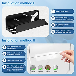 KUNSLCUK Wall Mount for Switch and Switch OLED, Metal Wall Mount Stand Accessories with 28 Game Cards Holder and 2 Joy-Con Hooks, Safely Mount your Switch on Wall Near TV (Black)