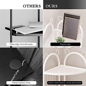 CICUFY Corner Shelf Stand Metal Bathroom Corner Shelf 3 Tier Standing Shower Caddy Organizer Bathroom Floor Shelves Unit Toilet Paper Stand Corner Stand for Plant Book (White)