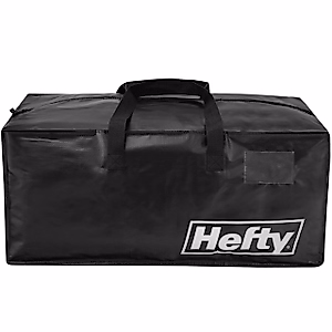 Hefty Moving Bag – Extra Large Double Zipper Backpack – Heavy Duty, Water Resistant, Foldable, Reusable Packing & Storage Tote with Shoulder Straps for Garage and Basement Organization – 2 Pack