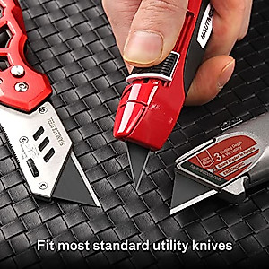 HAUTMEC 20-Pack Utility Knife Blades with a Safety Dispenser, Standard Replacement Blades for Heavy Duty Utility Knives and Box Cutters, Sharper SK2H Black Blades HT0265-2PCS