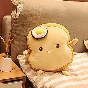 PLAYNICS Toast Bread Stuffed Plush Pillow,Big Hugging Chubby Plushie Toys,Soft Sofa Cushion for Kids Adults Gift Room Decor (Dark Brown, 9.8 inches)