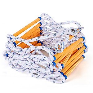 Emergency Fire Escape Ladder, 49.2FT Rope Ladder, Flame Resistant Safety Extension Ladder with 2 Hooks, Fast to Deploy Sturdy and Strong Portable and Reusable 2 Story,Weight Capacity up to 2000 LB
