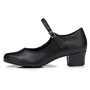 JUODVMP Character Shoes for Women Dance Shoes 1920‘s Swing Tango Shoes with Kitten Heel Model L042 Black,8.5 US