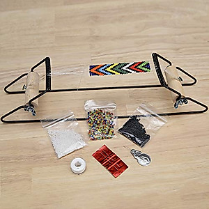 The Beadsmith Metal Bead Loom Kit, Includes Loom (12.5" x 2.5" x 3"), Thread, Needles, and 18 Grams Glass Beads for Bracelets, Necklaces, Belts, and More