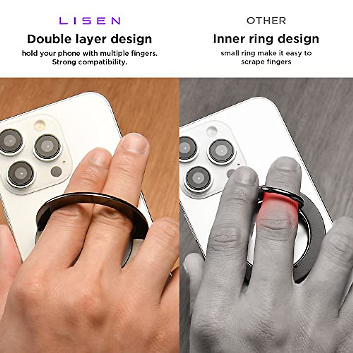 Compatible for Magsafe Ring Holder Grip Magnetic Phone Ring Holder Cell Phone Grip for Back of Phone Gripper Loop Finger Holder Adjustable Kickstand for iPhone 13 12 14 14Plus 14 Pro Max MagSafe Case