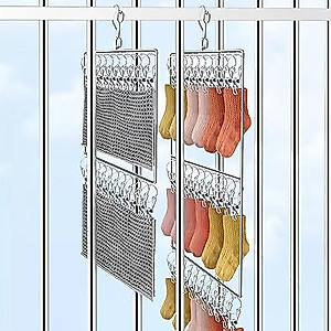 Septpenta Stainless Steel Clothe Drying Rack, Laundry Drip Hanger, Multifunctional Sock Rack, Good Load Bearing, Drying Clothes, Dormitory Balcony Windproof Rack(Double Decker)