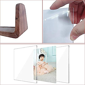 CUNYA Picture Frames, 4x6 Glass Photo Frame with Wooden Base, Rustic Picture Frame Set of 2 for Table Top Desktop Display Room Decor (Walnut)