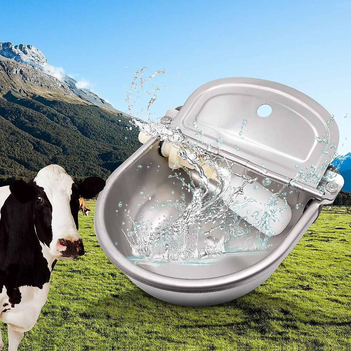 LIUCOGXI Automatic Livestock Waterer Dog Water Bowl Cattle Water Bowl Dog Feeder and Waterer Automatic Cow Drinking Water Bowl Dispenser Stainless Steel Water Trough for Cattle Dog Horse Donkey