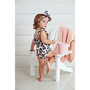 Mud Pie baby girls LEOPARD SWIMSUIT AND HEADBAND, Pink, 12-18 Months US