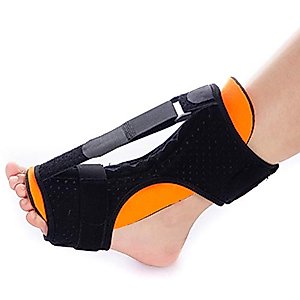 Alomejor Foot Brace, Adjustable Drop Foot Brace Foot Up Orthotic Brace Night Splints (Orange)