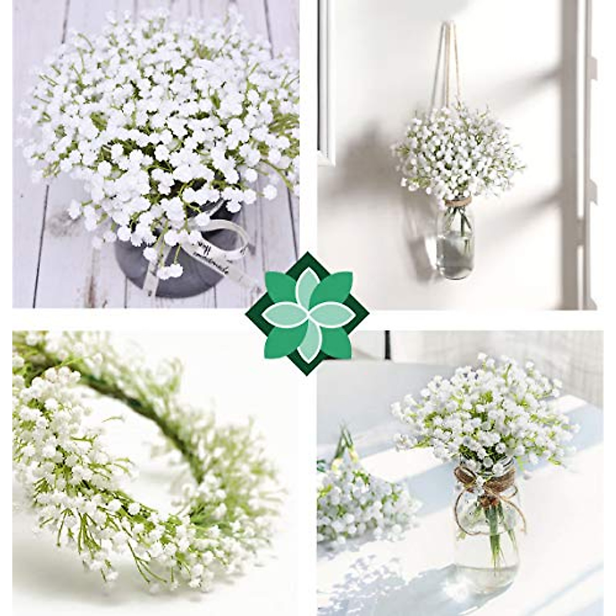 10Pcs 30 Bunches White Babys Breath Artificial Flowers Real Touch Fake Gypsophila Faux Plants for Wedding Garland Wreath Girl Crown Flower bonquet DIY Flores Arrangement Table Décor Centerpiece