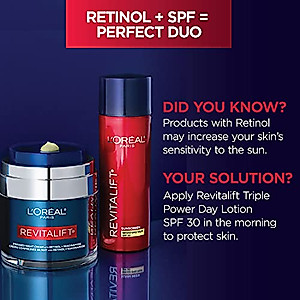 L'Oreal Paris Revitalift Pressed Night Cream, Retinol + Niacinamide, Visibly Reduces Wrinkles & Deeply Moisturizes, Fragrance Free, 1.7 oz + Serum Sample