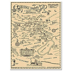 Antiguos Maps Saratoga Springs, New York - City Pictorial Map circa 1927 - measures 18 inches x 24 inches (457 mm x 610 mm)