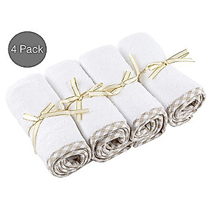 Channing & Yates - Premium Boutique Organic Burp Cloths (4-Pack) Large Face Washcloths - Baby Burp Cloths for Eczema - Thick 22 x 11in - Boutique Baby Must Haves (Beige)