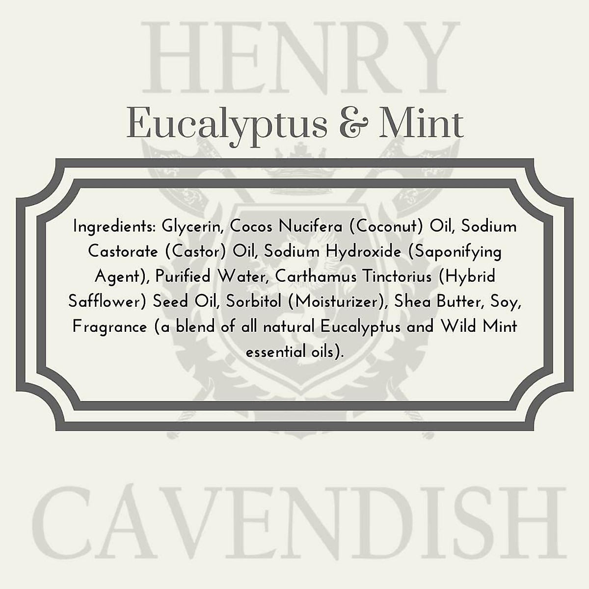Henry Cavendish Eucalyptus Mint Shaving Soap with Shea Butter & Coconut Oil. Long Lasting 3.8 oz Puck Refill. Himalaya Fragrance. All Natural. Rich Lather, Smooth Shave. For Ladies and Gentlemen.