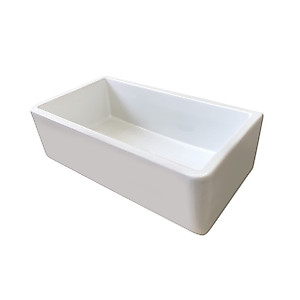 Moccoa 33" Venezia Fireclay Kitchen Sink, Reversible Single Bowl Farmhouse Sink White
