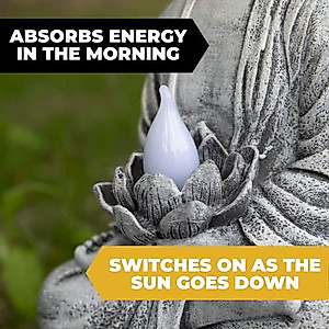 VP Home Buddha Statue for Home and Outdoor Decor Solar Powered Flickering LED Garden Light Zen Meditation Spiritual Room Decor (Zen Buddha) Buddha Garden Statue