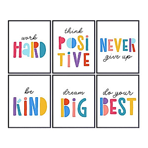 Kids Room Decor Motivational Quotes - Boys Room Decor - Girls Bedroom - Baby Nursery Decor - Inspirational Wall Art Posters - Classroom Decor - Positive Quotes Sayings - Family Wall Decor - Be Kind