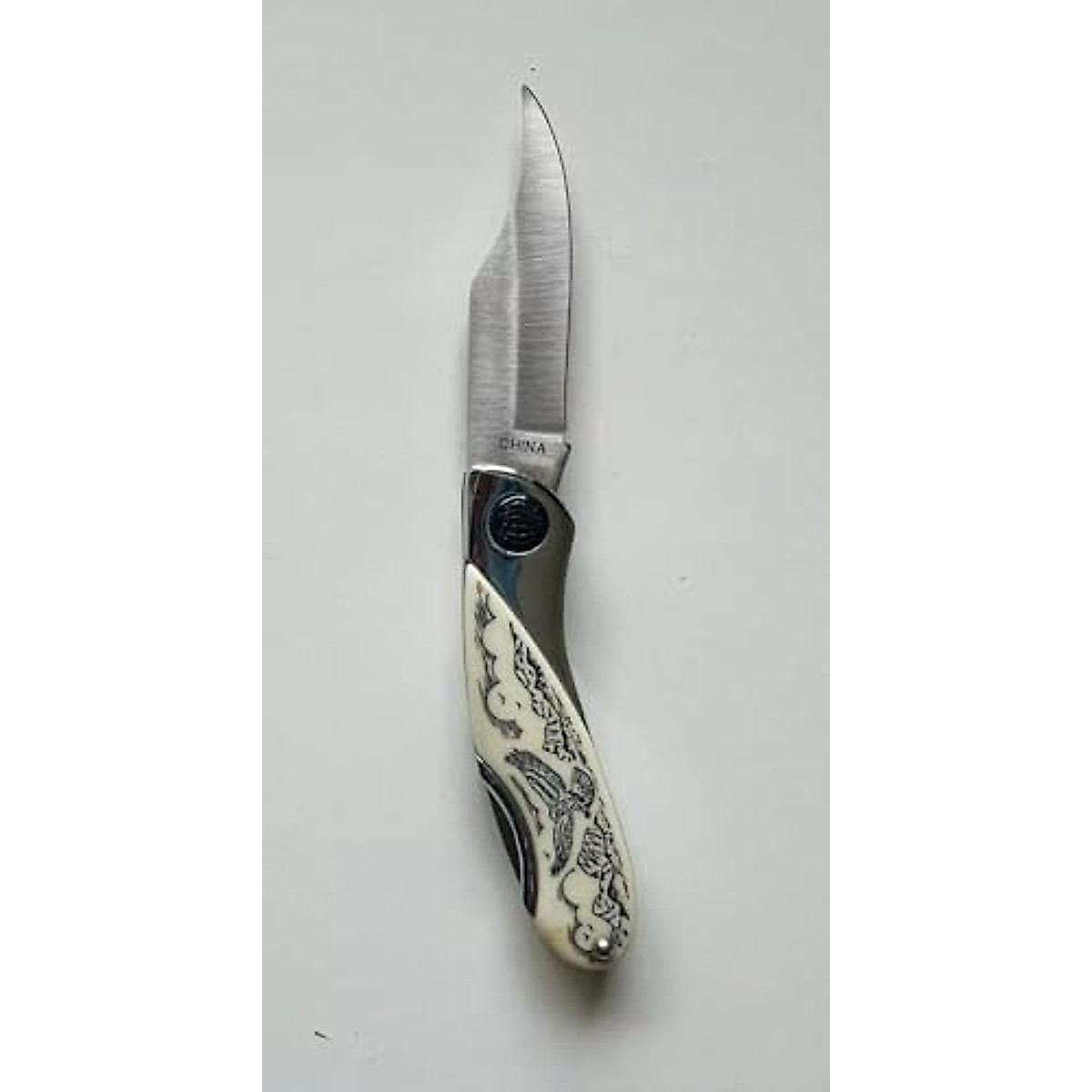 440 STAINLESS STEEL Pocketknife - White Handle, Outdoor, Hunting, Camping, Household - Stainless Steel Material