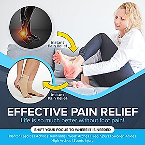 Ankle Brace Compression Sleeve Plantar Fasciitis Socks with Foot Arch Support Relieves Achilles Tendonitis, Joint Pain & Heel Pain Relief 1143 Black L