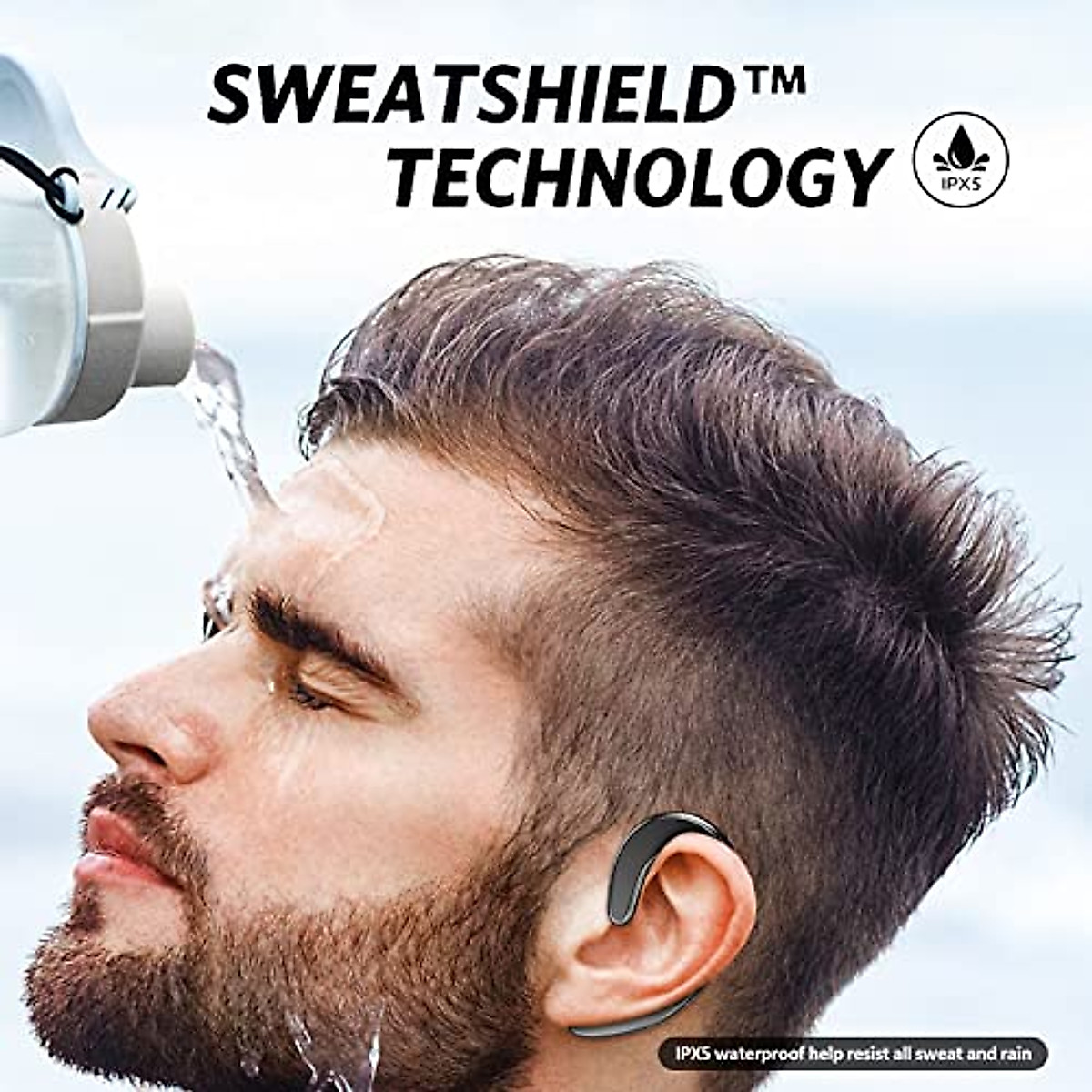 ESSONIO Open Ear Headphone Bluetooth earpiece for Cell Phone air Conduction Headphone Wireless Bluetooth Headphone with Microphone