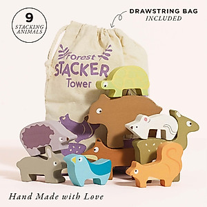 Le Toy Van - Wooden Petilou Forest Stacker Puzzle & Bag Educational Balancing Activities Toy | Great Gift for Kids and Toddlers | Suitable for Age 18+ Months Old