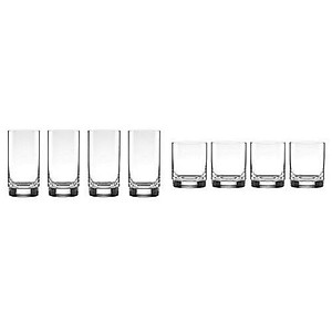 Lenox Tuscany Classics Cylinder Highball, Clear - 852914 and Tuscany Classics Cylinder Double Old Fashioned Glass, Clear 13 oz Set of 4-852913