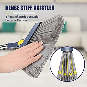 Outdoor Broom Commercial Heavy Duty Broom and Broom and Dustpan Set for Home with 180°Rotating Head Upright Large Dustpan with Comb Teeth