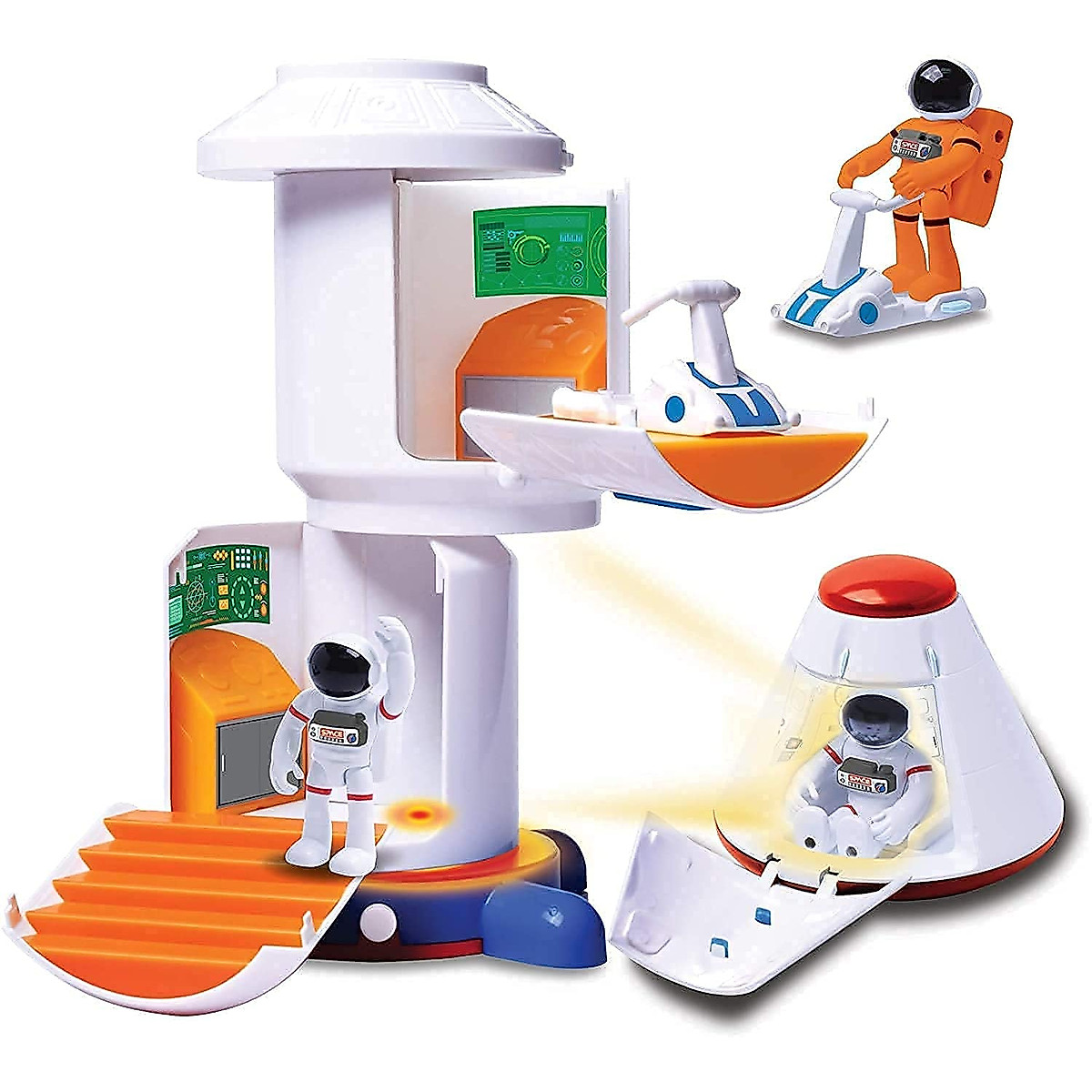 ASTRO VENTURE Space Playset - Toy Space Station & Space Capsule with Lights and Sound & 2 Astronaut Figurine Toys for Boys and Girls