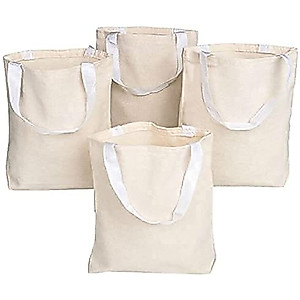 GiftExpress Pack of 26 Canvas Tote Bag Bulk, Cotton Totes for Embroidery, Crafting , DIY Projects, Bridesmaids Totes, Reusable Grocery Shopping Bags, 13 x 11 Inch(26 Pack)