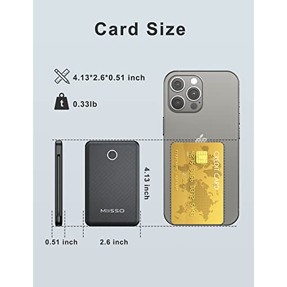 6000mah Ultra Slim Built in Cables Power Bank, Card Size Built in USB C Cords Battery Pack Portable Charger for phones, 3 Output External Battery Pack Compatible with iPhone, Samsung and Heated Vest