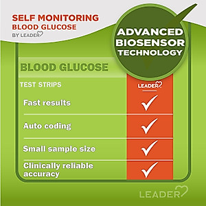 LEADER Blood Glucose Test Strips for Diabetes, No-Coding, Fast, Accurate Results, Use with LEADER Blood Sugar Monitoring System, 50 Diabetic Test Strips
