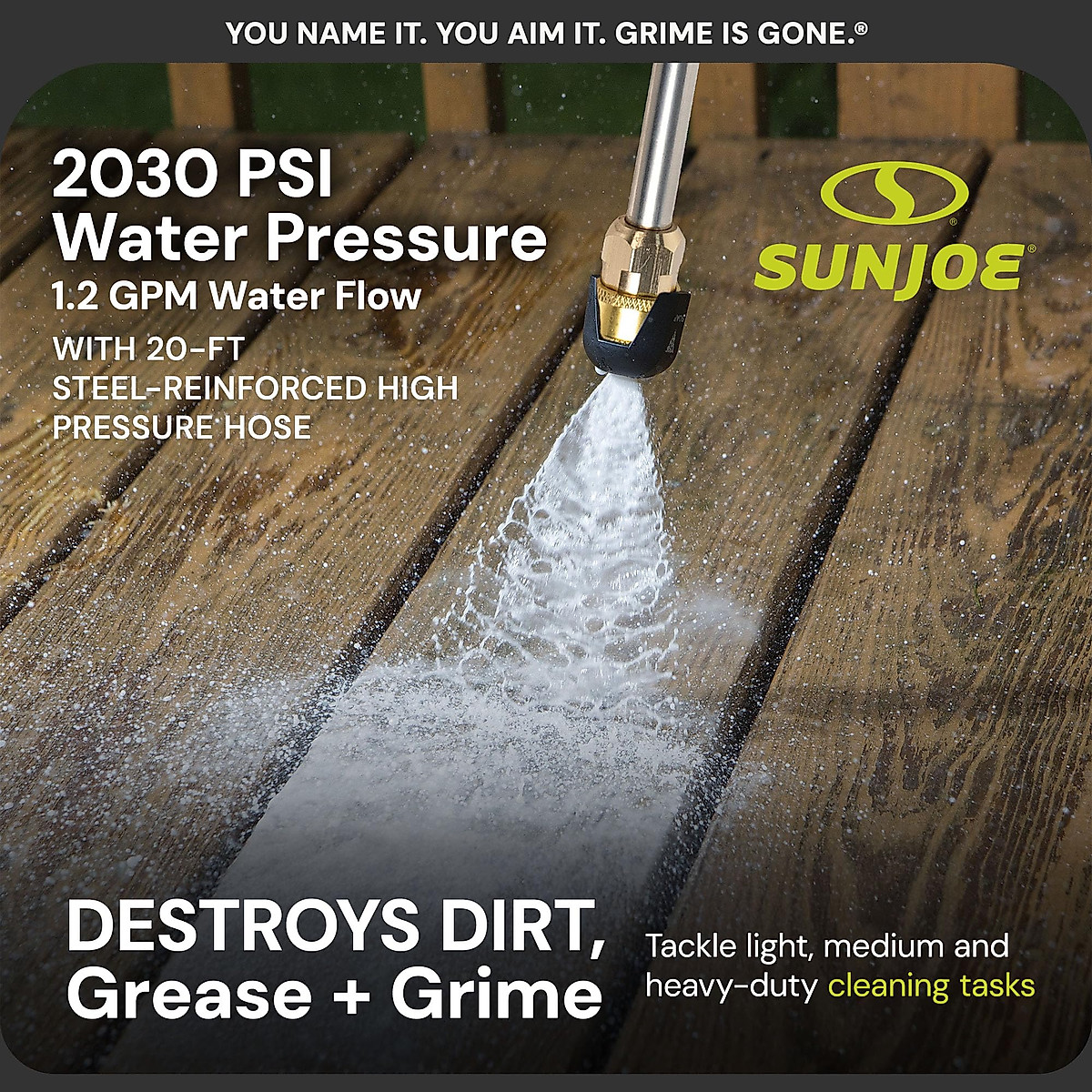 Sun Joe SPX3000 2030 Max PSI 1.76 GPM 14.5-Amp Electric High Pressure Washer, Cleans Cars/Fences/Patios