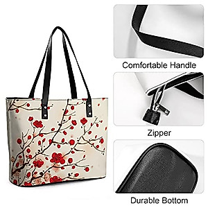 Womens Handbag Peach Blossom Leather Tote Bag Top Handle Satchel Bags For Lady