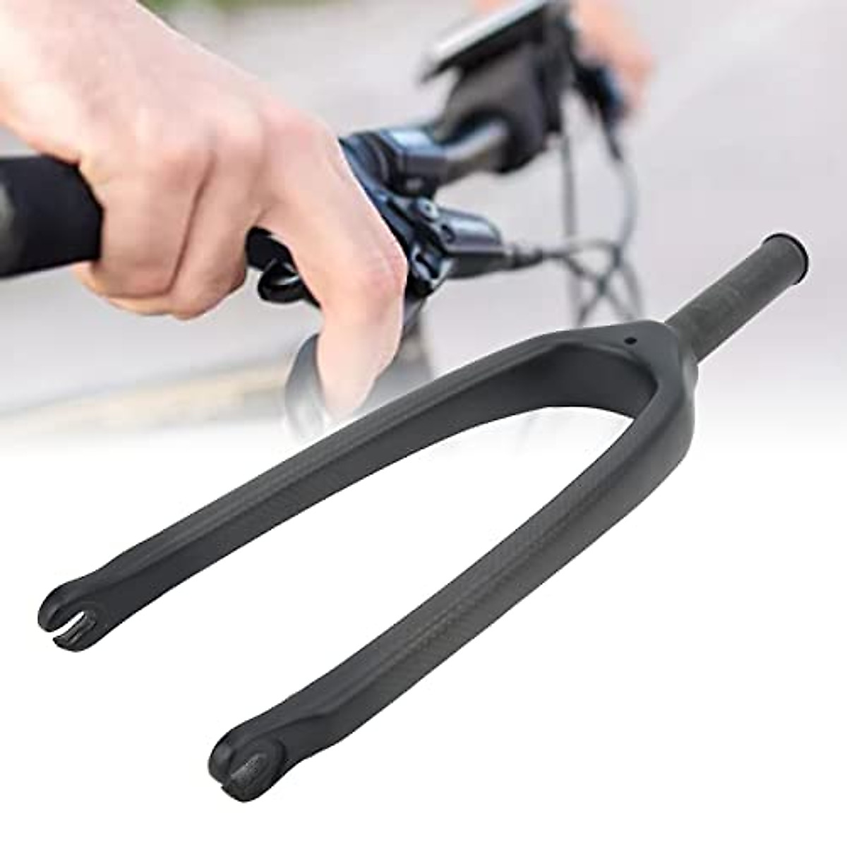 Uxsiya Road Bike Front Fork, 20 Inch 4.37in Top Tube Stable Professional Lightweight Mountain Bike Fork 3K Matte for Folding Bike