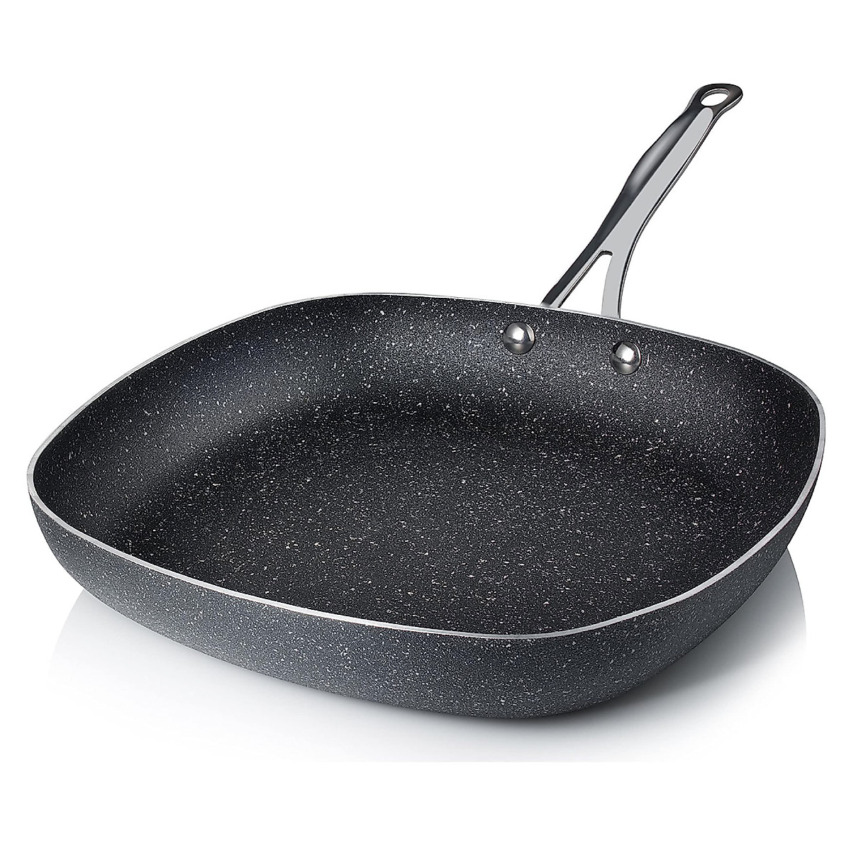 Granitestone 11" Shallow Square Frying Pan Nonstick Skillet, Scratchproof Diamond Infused Coating, No-warp Mineral-enforced Cookware Dishwasher Oven Safe PFOA-Free Kitchenware - As Seen On TV