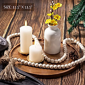 Decorative Round Beautiful Tray for Décor Kitchen Dining Room -Acacia Wood The Perfect Small Candle Tray for Coffee Table and Home Decor