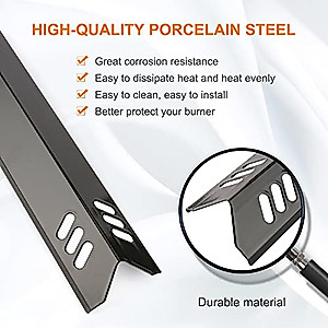 Hisencn Grill Grates and Grill Heat Plates for Dyna Glo Grill Replacement Parts DGF510SBP, DGF510SSP, DGF510SSP-D, Porcelain Steel Grill Heat Shields, Cast Iron Cooking Grid For Backyard Grill BY12-08