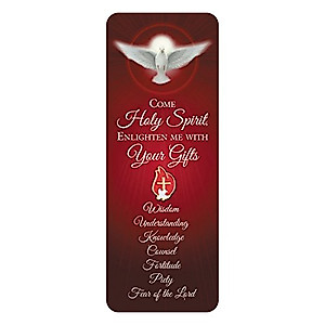 Red and Gold Toned Holy Spirit Confirmation Lapel Pin with Bookmark, 3/4 Inch, Pack of 12
