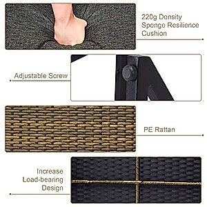 3-Piece Rattan Rocker Chair Outdoor Garden Bistro Set Rocking Chair Wicker Lounge with Cushion and Coffee Table (Dark Grey)