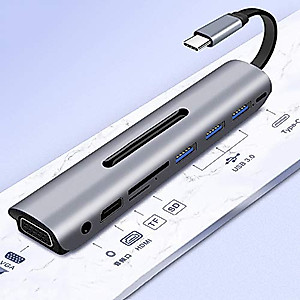 XUNMAIFHB Portable Docking Station,USB C HUB Docking Station 7 in 1 hdmi Cooling Fast TF/SD, USB3.03, Type-c PD Charging, HDMI 4K Fast Transmission