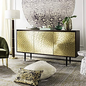Safavieh Couture Home Eleni Modern Dark Brown and Shiny Brass 3-door Sideboard