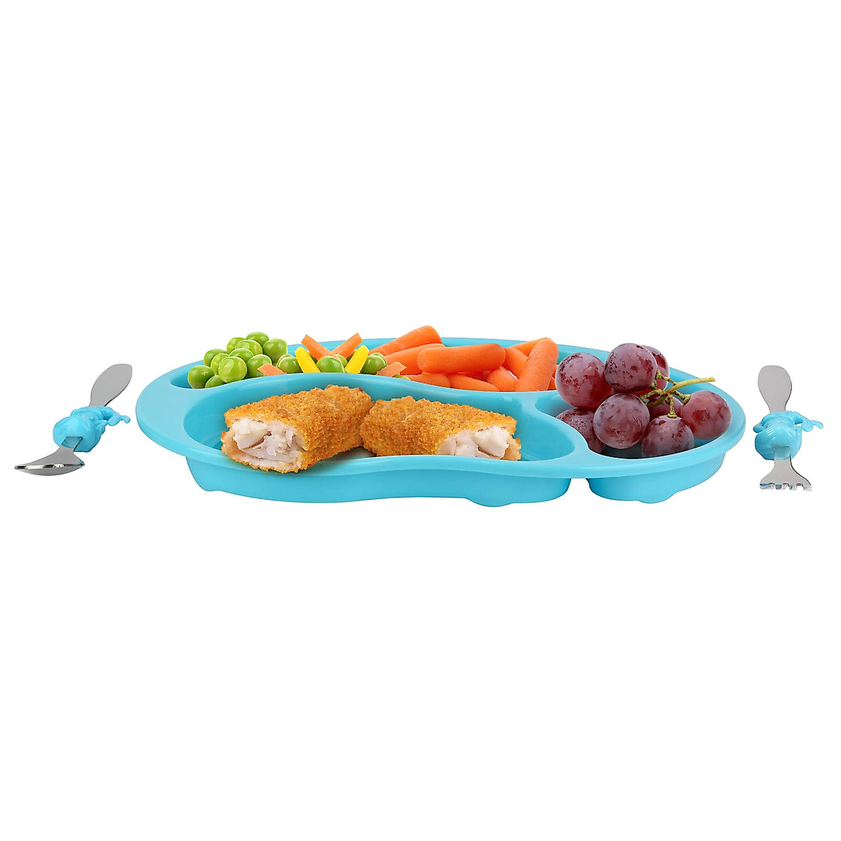 Kids Divided Plate with Utensils - Children's Meal Set with Plate, Fork and Spoon - Mermaid