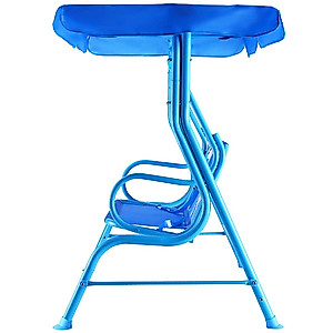 ReunionG Kids Porch Swing, 2 Seats Children Swing Chair w/Safety Belt & Adjustable Hammock Canopy, Kids Patio Swing Bench for Outdoor