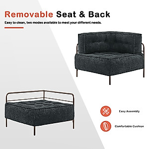 MCombo Modular Sofa Couch with Removable Cushion, 1 Seater Accent Sofa Chair, Upholstered Corner Seat for Living Room, Apartment, Office 4663 (Grey)