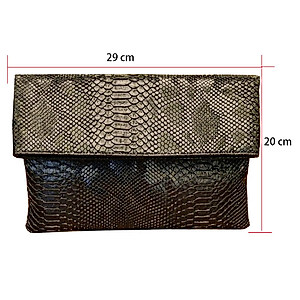 Fashion Snakeskin Envelop Clutch Purse Retro Oversized Handbags for Women (Red)