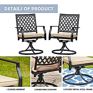LOKATSE HOME Patio Swivel Rocker Furniture Metal Outdoor Dining Chairs with Cushion Set of 2